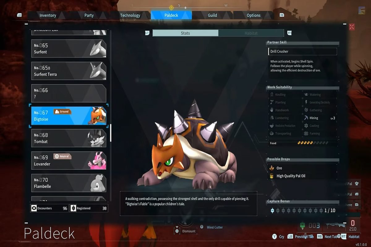Palworld: Digtoise Location, Skills, Drops